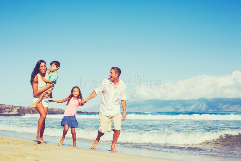 Happy Family Together Having Fun Stock Image - Image of child, sand ...