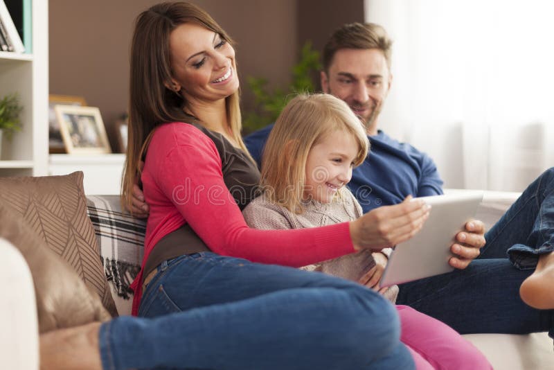 African American Family Using Tablet Computer Stock Photo - Image of ...