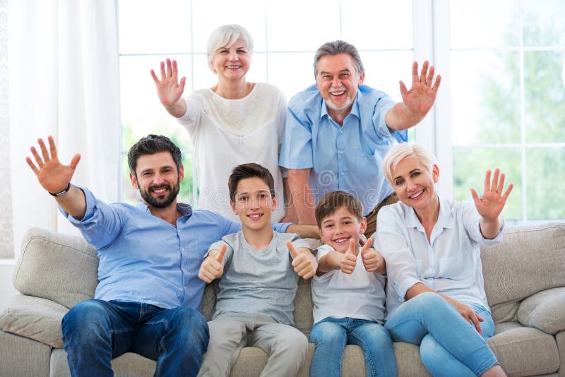 Happy family waving hands stock image. Image of domestic - 93092727