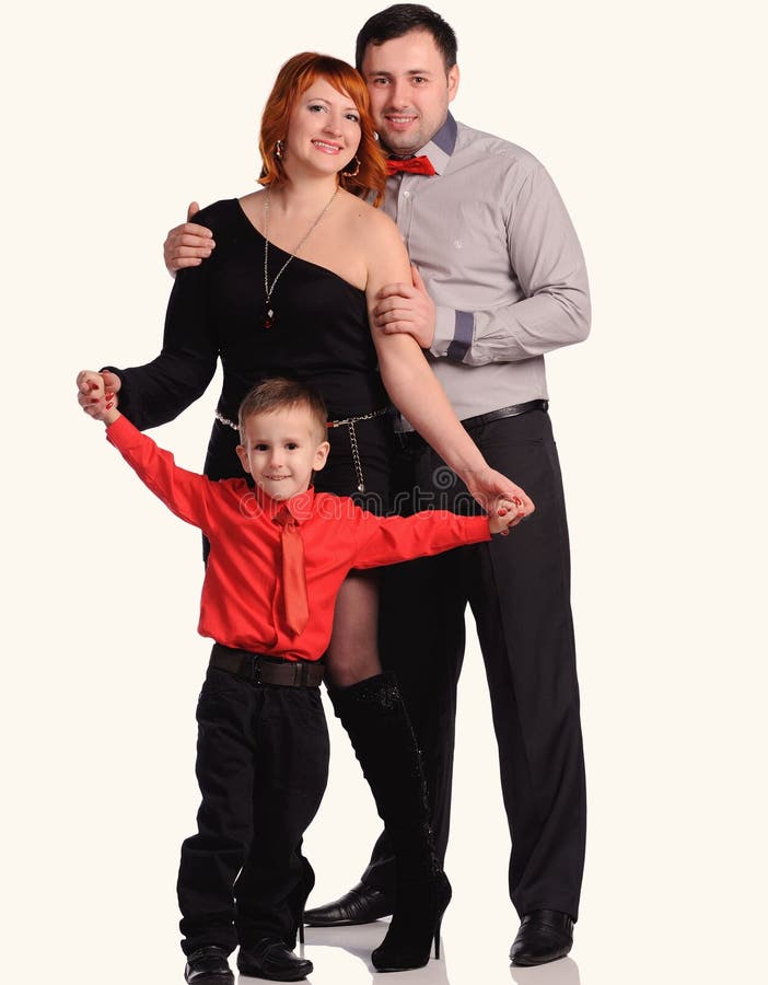 A Happy Family on White Background Stock Photo - Image of adult ...