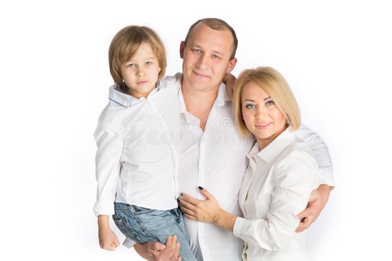 Happy Family on White Background Stock Image - Image of casual, love ...