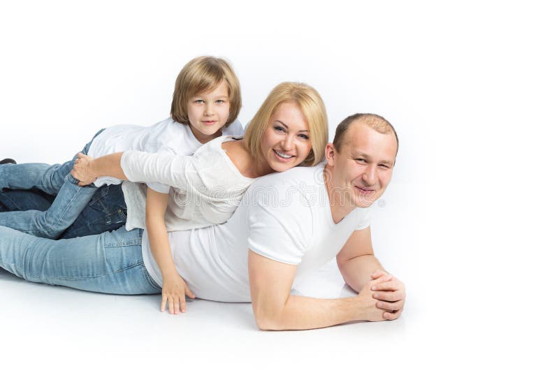 Happy Family on White Background Stock Photo - Image of mother, dental ...