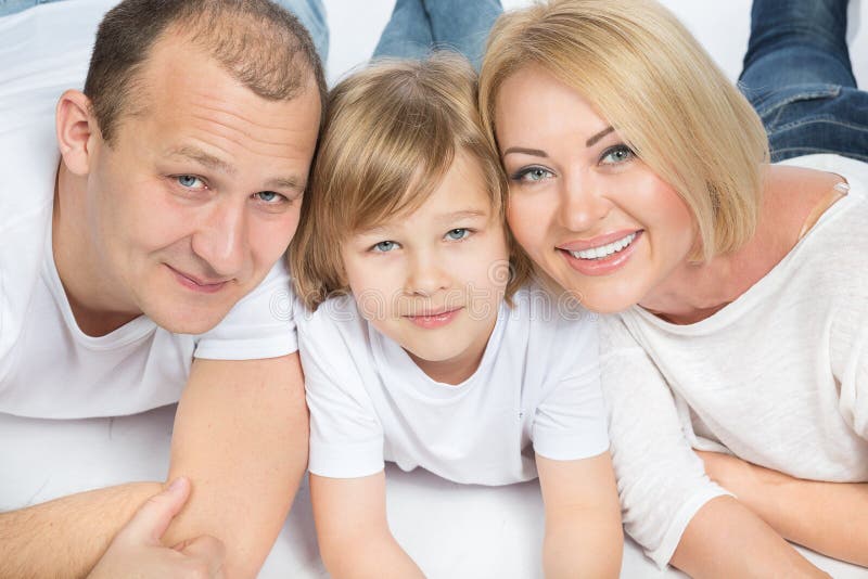 Happy Family on White Background Stock Photo - Image of mother, dental ...