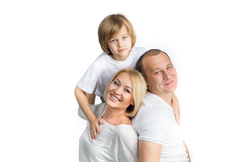 Happy Family on White Background Stock Photo - Image of attractive ...