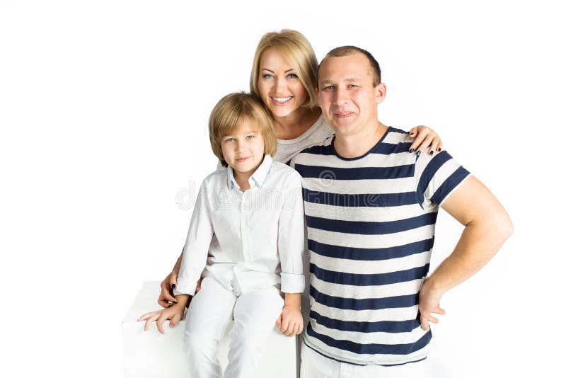 Happy Family on White Background Stock Image - Image of happiness ...