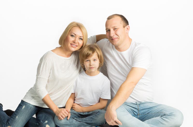 Happy Family on White Background Stock Image - Image of cute, father ...