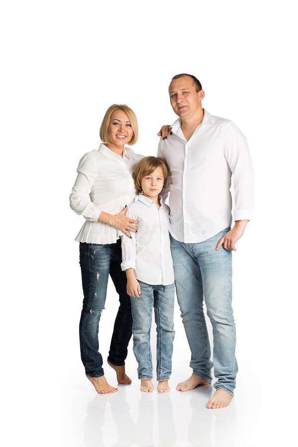 Happy Family on White Background Stock Photo - Image of attractive ...