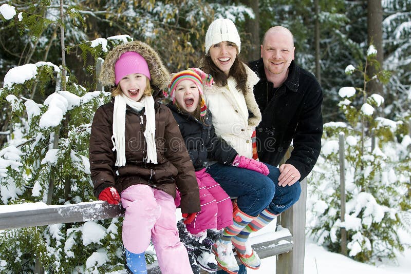 Portrait of Family Wearing Winter Clothes Stock Image - Image of cold ...