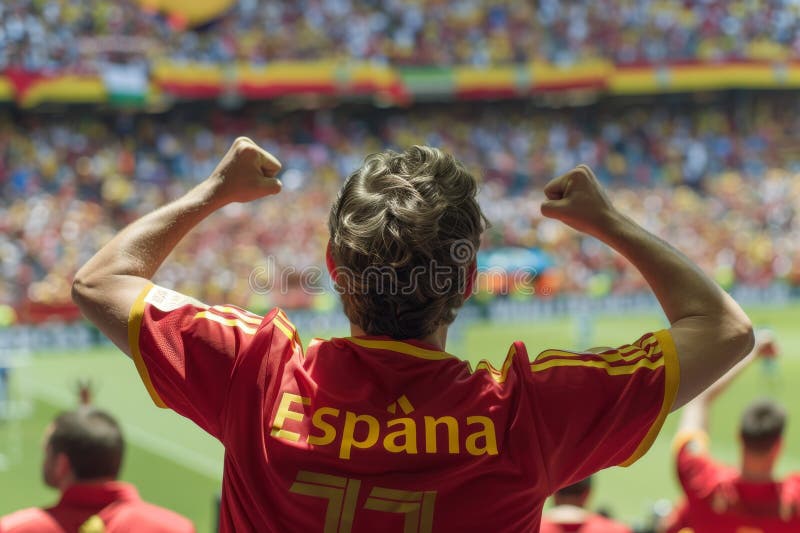 Happy Fan Screaming Supporting Spain Team at Soccer. Generative AI ...