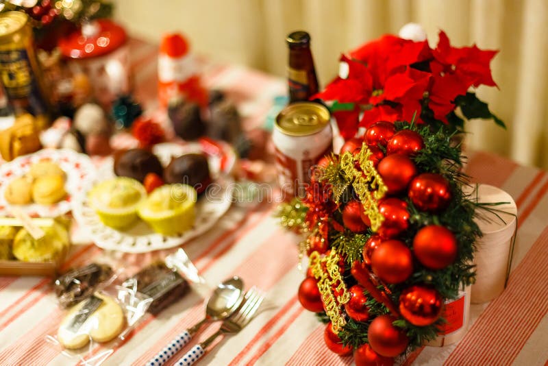 A Happy Fancy Christmas Delicious Party Stock Photo - Image of family ...