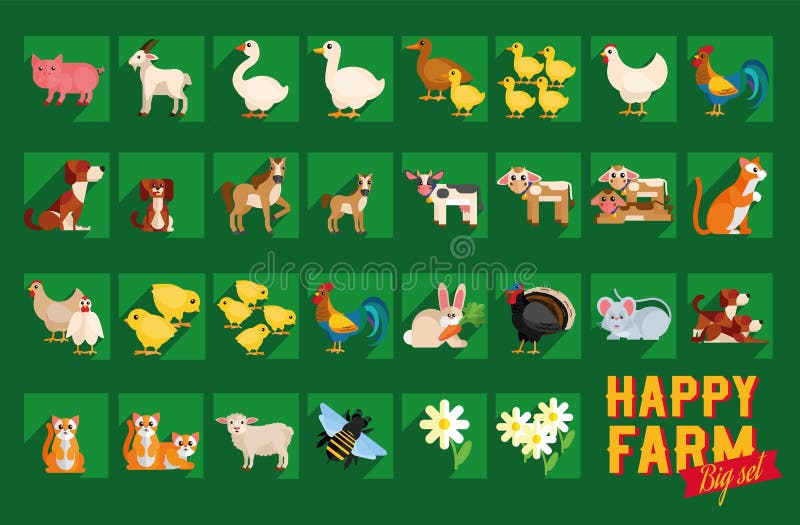 Happy Farm. Animals on the Farm Stock Image - Image of duck, goat ...
