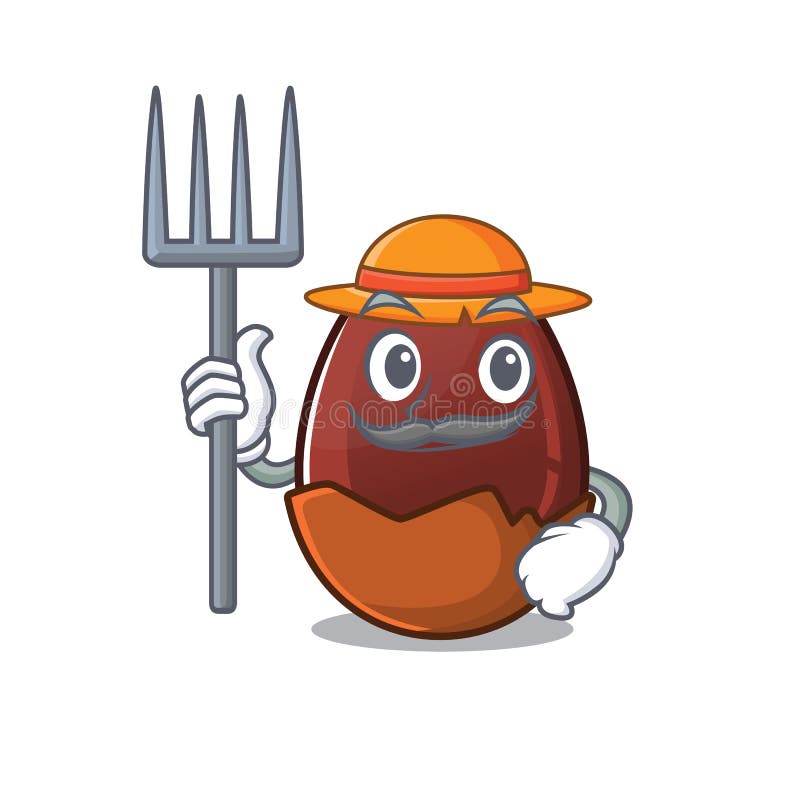 Happy Farmer Chocolate Egg Cartoon Picture with Hat and Tools Stock ...