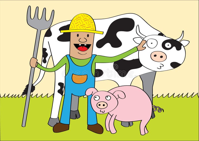 Happy farmer and friends stock vector. Illustration of sunset - 25659047