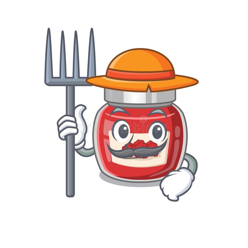 Happy Farmer Raspberry Jam Cartoon Picture with Hat and Tools Stock ...