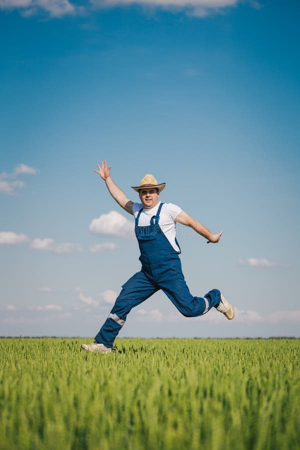 Happy farmer in the wheat stock photo. Image of plant - 40842518