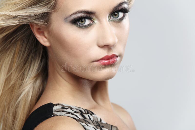 Happy Fashion Model Posing in Studio. Stock Photo - Image of dress ...