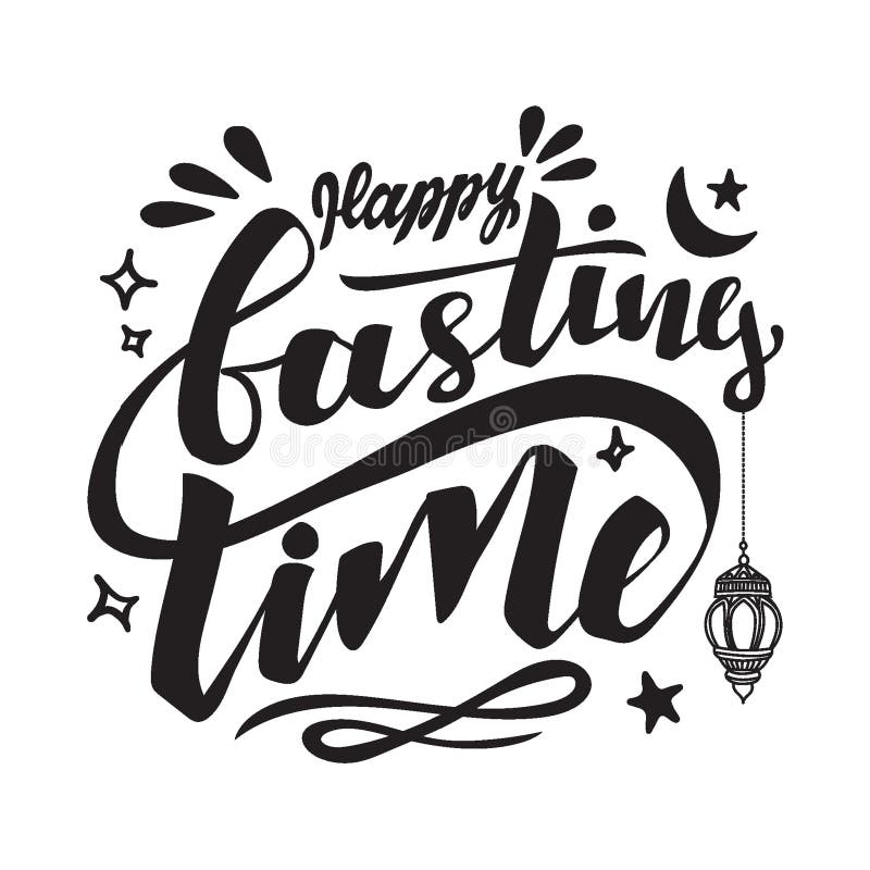 Happy Fasting Time, Lettering Design for Ramadan Stock Illustration ...