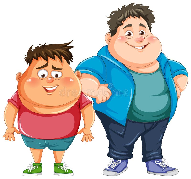 Happy Fat Men Cartoon Character Stock Vector - Illustration of clipart ...