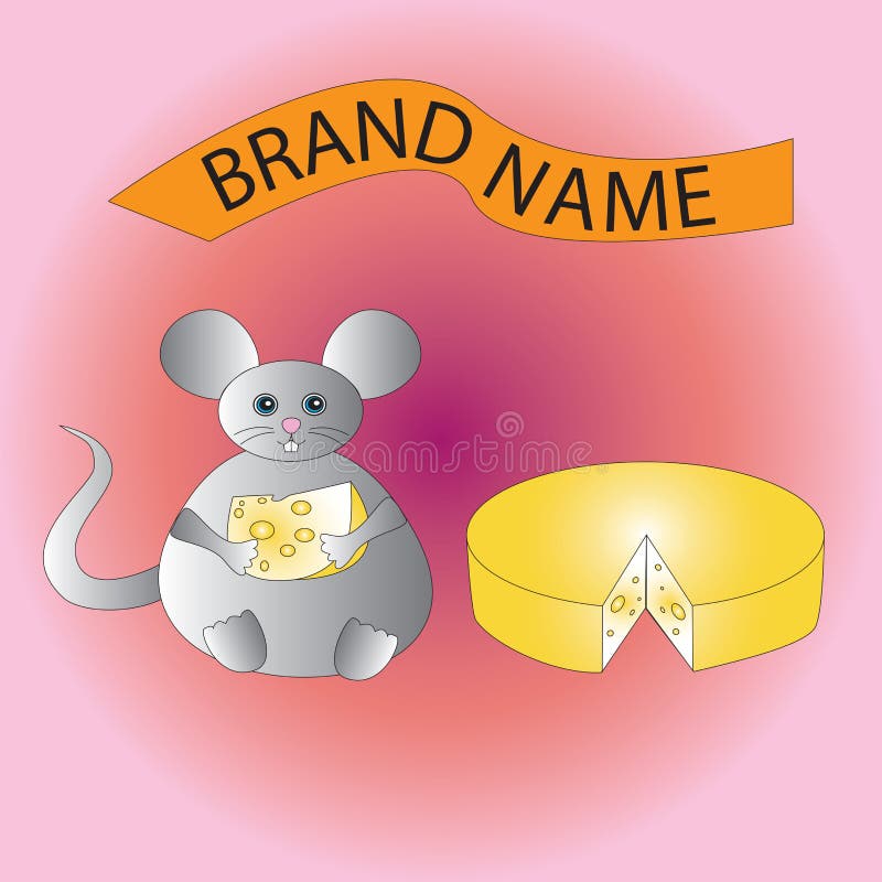 A Happy Fat Mouse with a Piece of Cheese. Stock Vector - Illustration ...