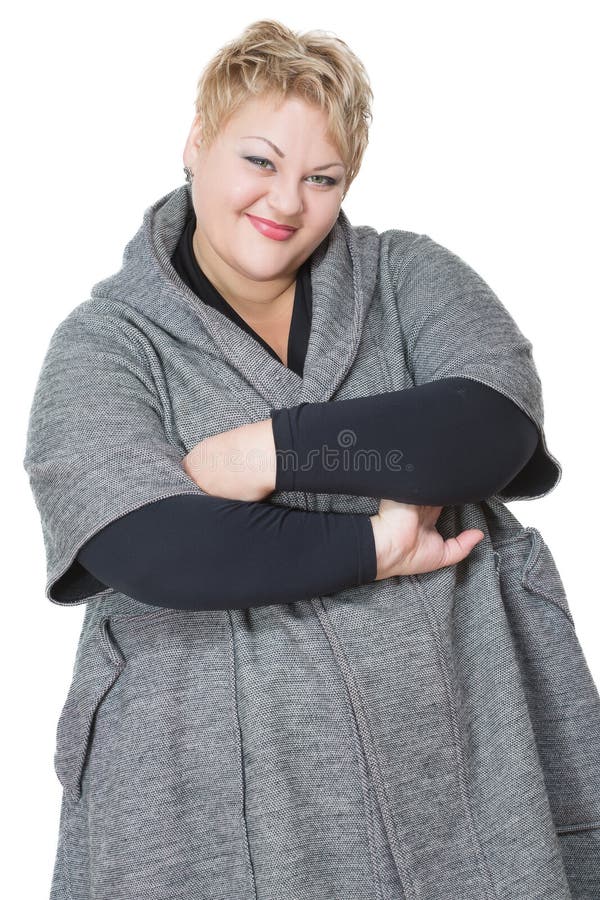 Happy Fat Woman. Isolated on White Background. in Stock Photo - Image ...