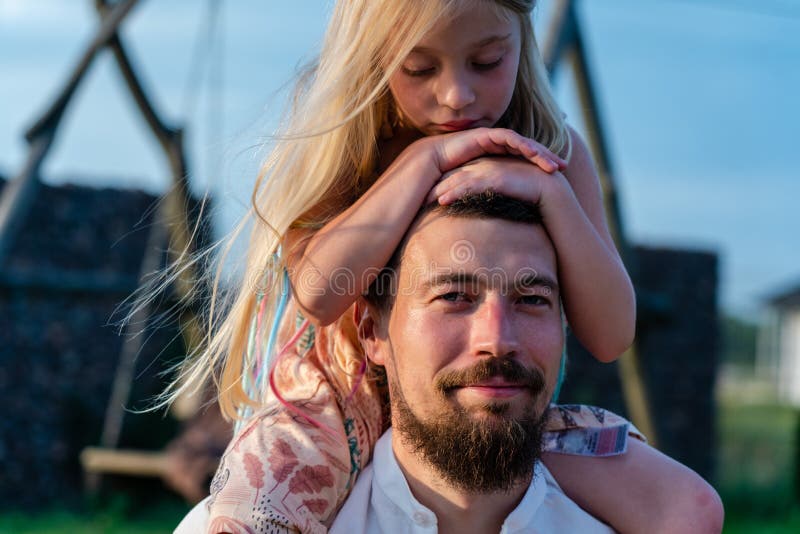 Happy Father and Daughter Having Fun Together Restin Stock Photo ...