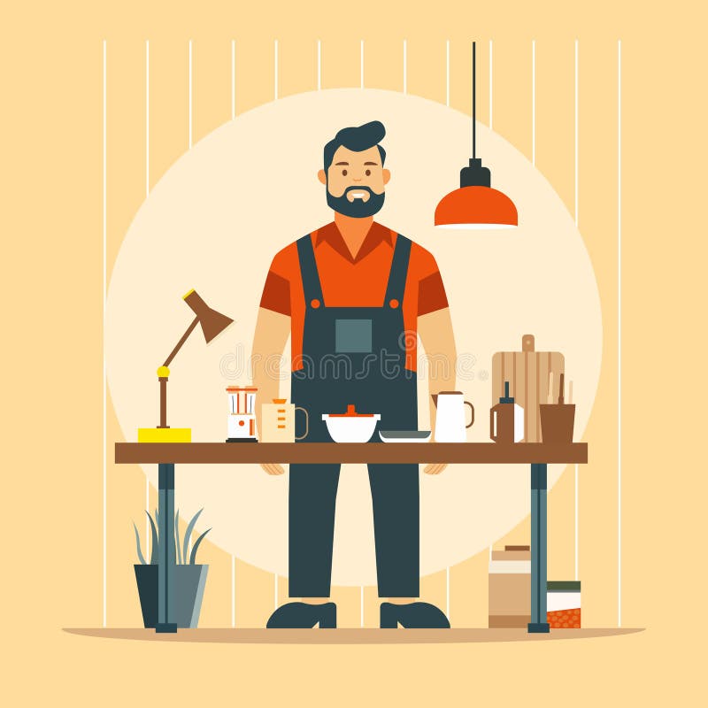 Happy Father Day Celebration with Character of Dad Working As Chef with ...