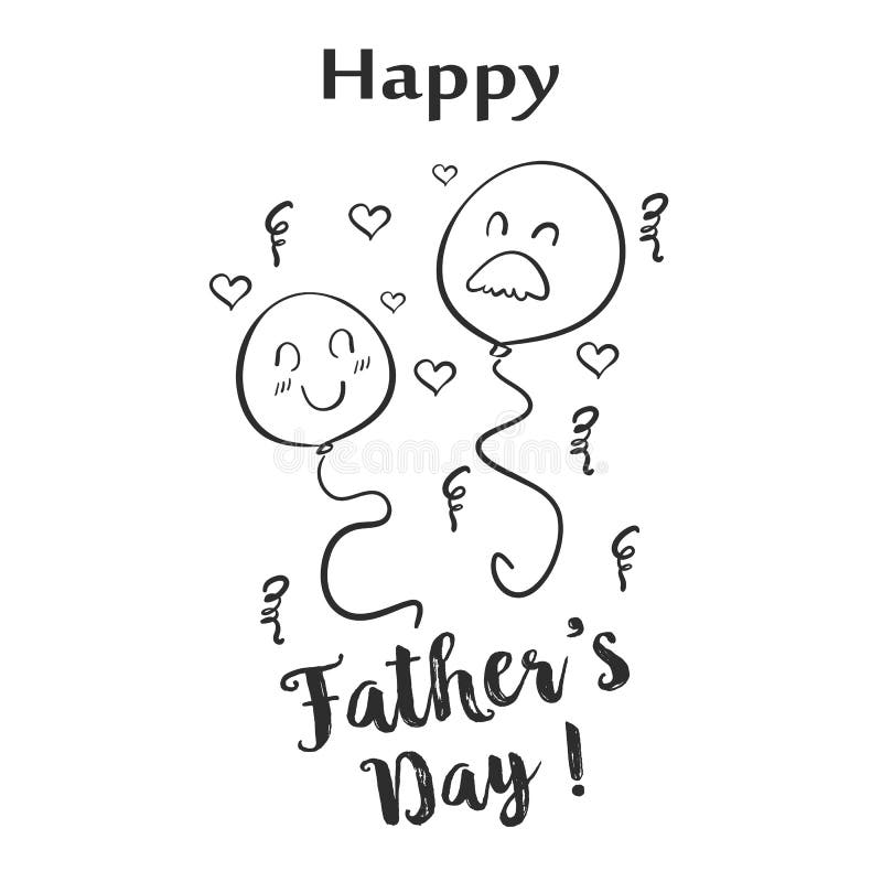 Happy Father Day Hand Draw Doodle Stock Vector - Illustration of drawn ...