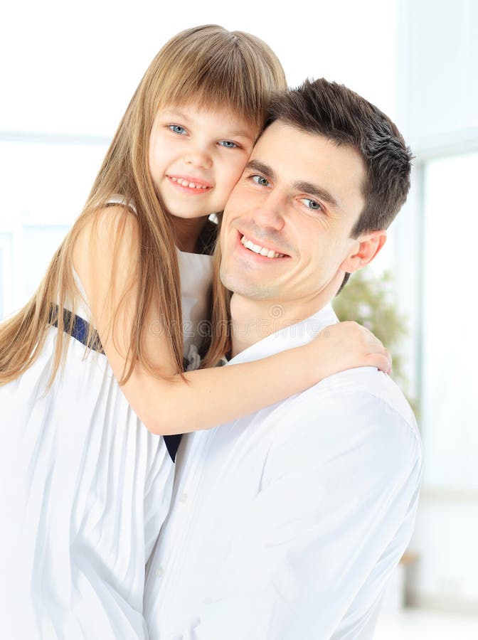 Happy Father Holding Smiling Stock Photo - Image of adult, enjoying ...