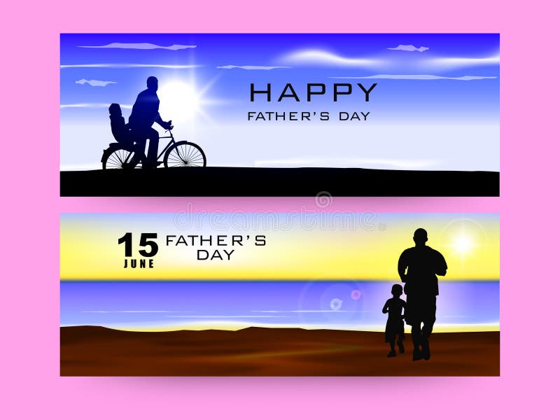 Happy Father S Day Banner or Header Design in Two Option Stock ...