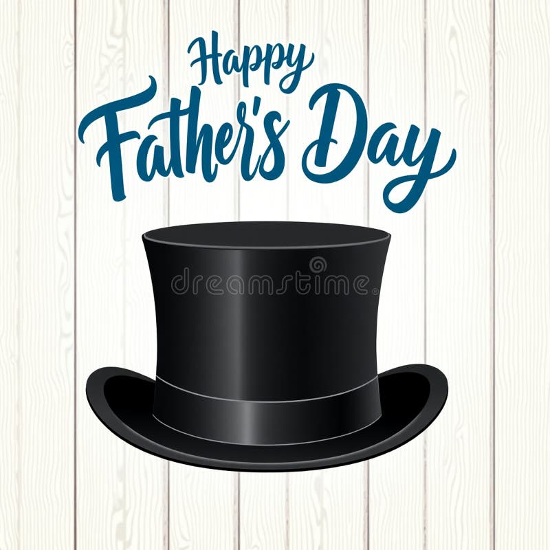 Happy Father S Day Card with Hat and Blue Calligraphy Script Stock ...