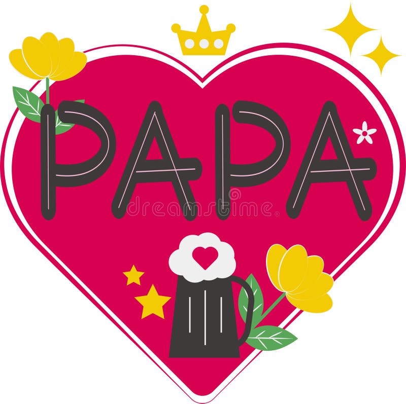 Happy Father S Day Card Heart Flat Vector Symbol Sticker Stock Vector ...