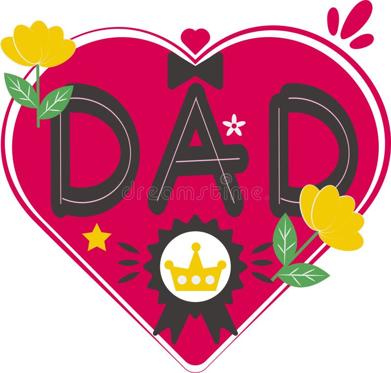 Happy Father S Day Card Heart Flat Vector Symbol Sticker Stock Vector ...