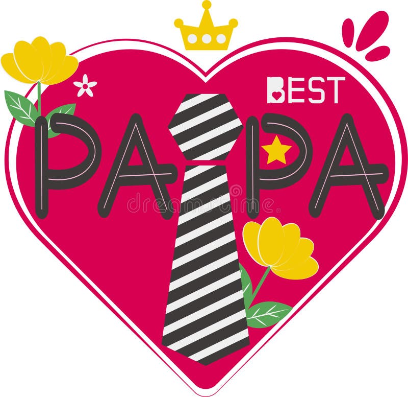 Happy Father S Day Card Heart Flat Vector Symbol Sticker Stock Vector ...