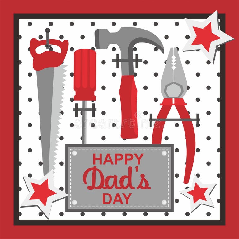 Happy Father S Day Card with Tools Stock Vector - Illustration of ...