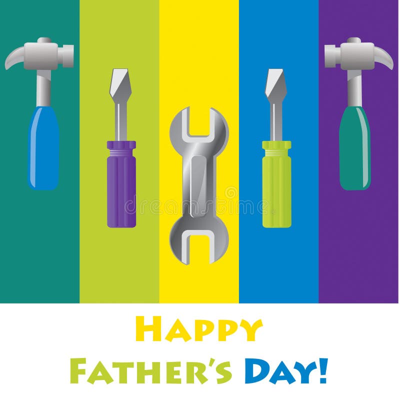 Happy Father`s Day Tool Card Stock Vector - Illustration of daughter ...