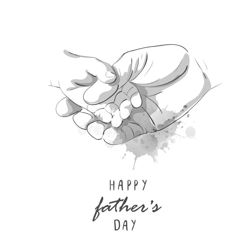 Happy Father`s Day. Father Holding Child`s Hand Stock Vector ...