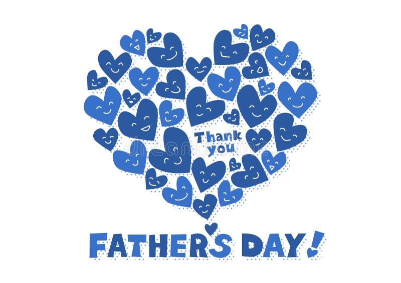 Happy Father S Day Illustration. Blue Heart Pattern with a Smile ...