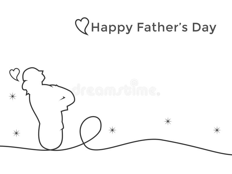 Happy Father Day Background in Minimal Style, Fathers Day Line Art ...