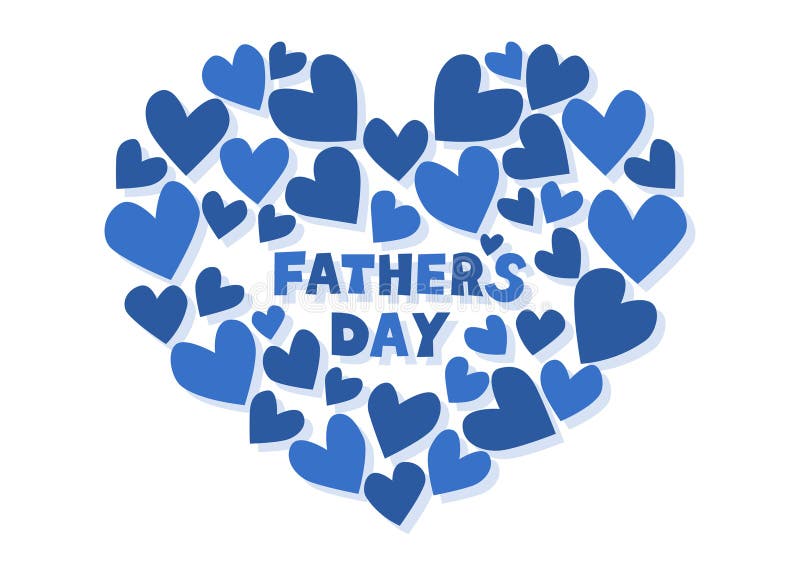 Happy Father S Day Logo Illustration. Blue Heart Pattern. Simple Retro ...