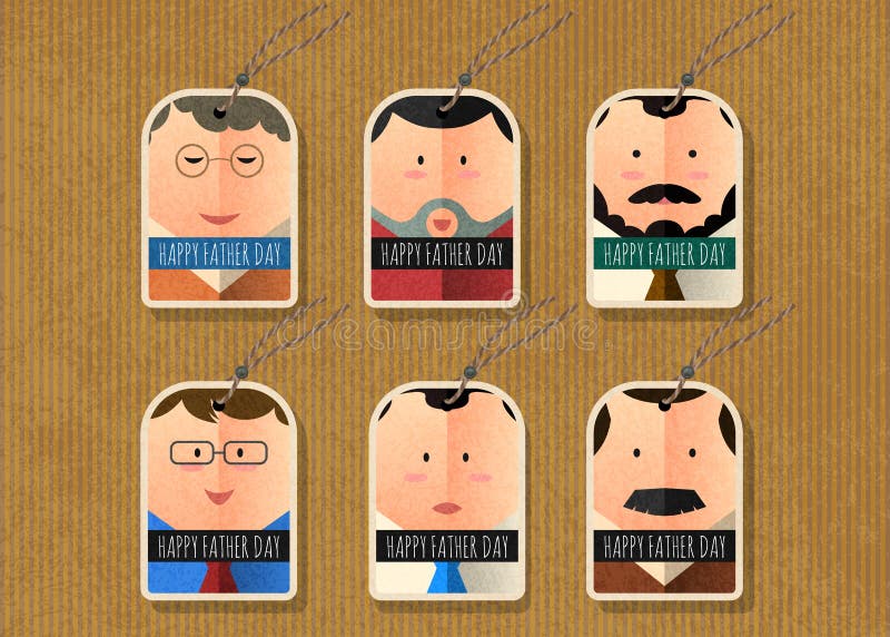 Happy Father`s Day Vector Tag Simple Character Collection Stock Vector ...