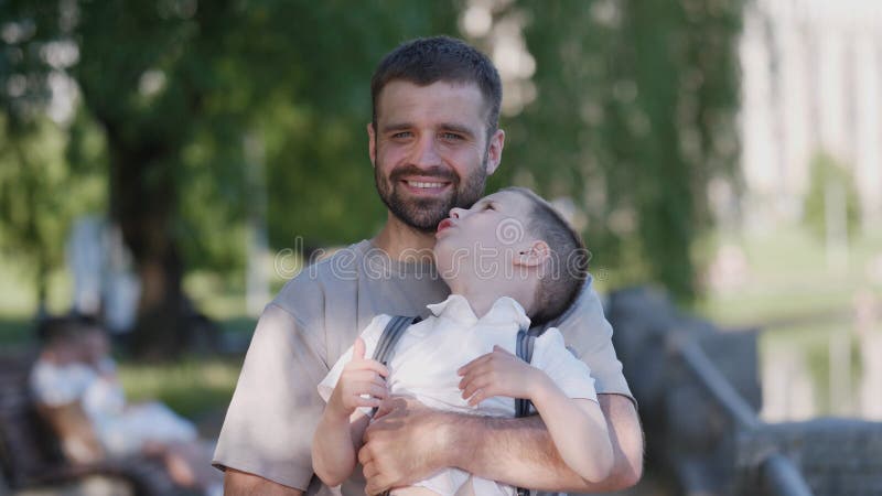 Happy Father and Son Portrait in Summer Stock Photo - Image of laughing ...