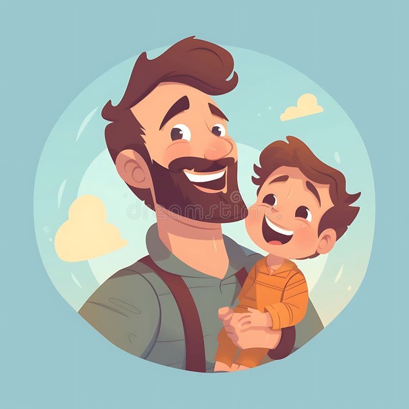 Happy Father and Son Sharing a Joyful Moment in a Whimsical ...