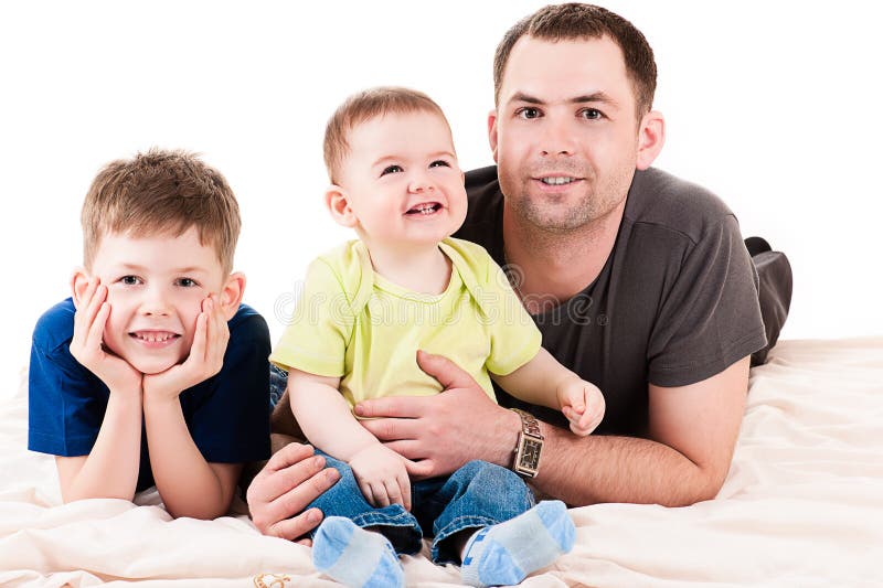 Happy father and two sons stock photo. Image of children - 40307454