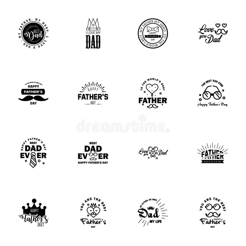 Happy Fathers Day 16 Black Holiday Hand Lettering Vector Hand Lettering Greeting Typography