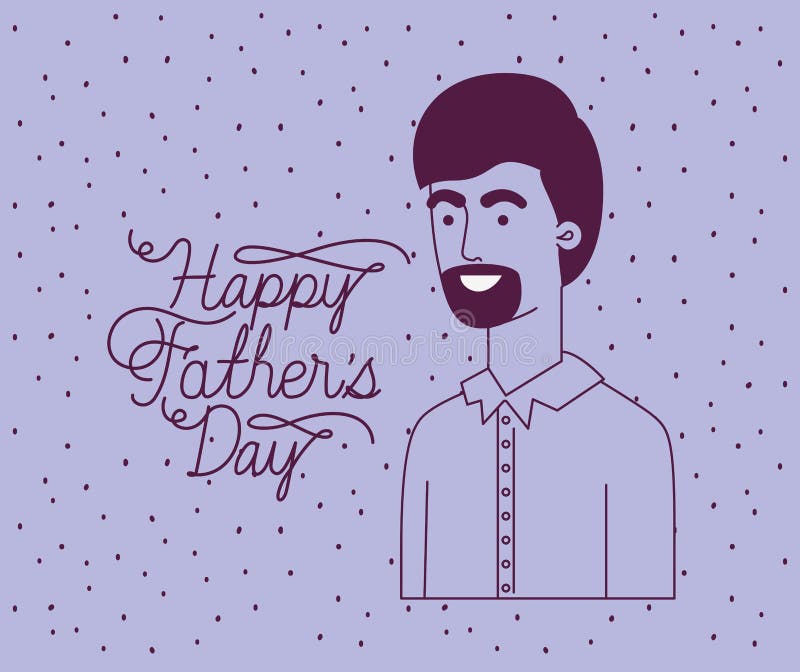Happy Fathers Day Card with Dad Character Stock Vector - Illustration ...