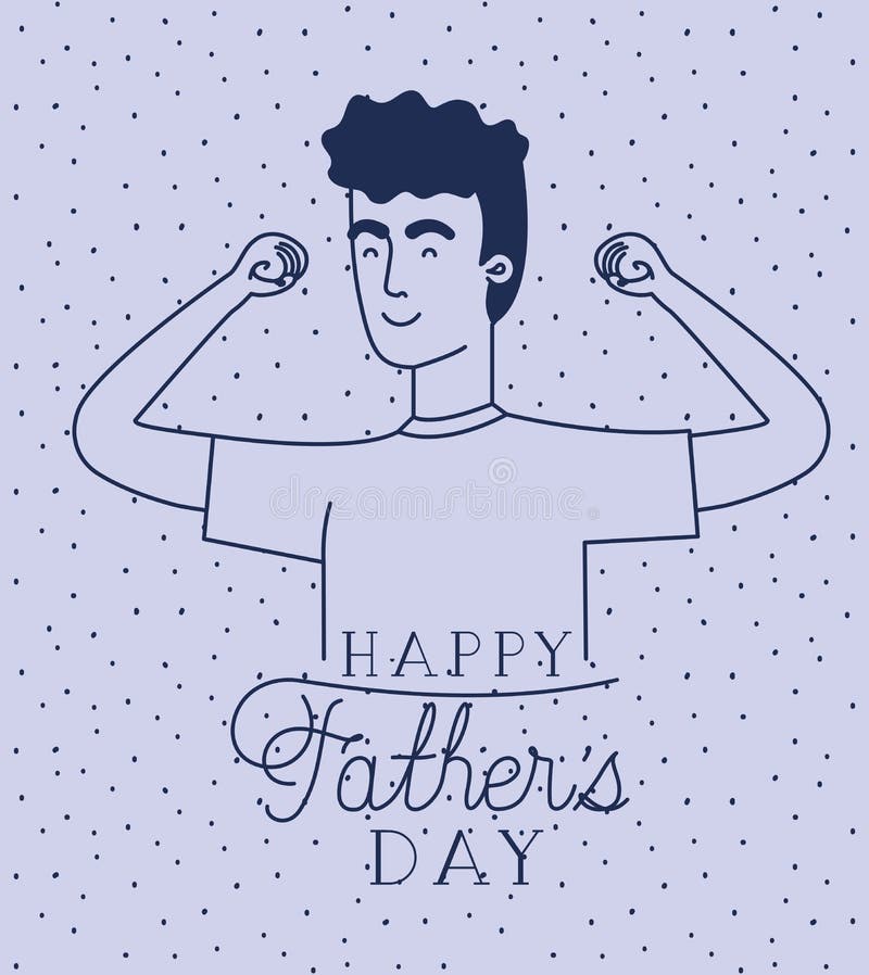 Happy Fathers Day Card with Dad Character Stock Vector - Illustration ...