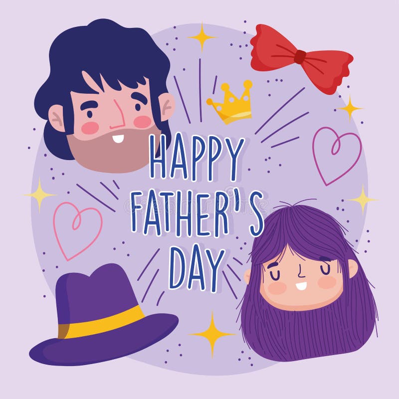 Happy Fathers Day Greeting Card Dad Daughter Hat And Bow Tie