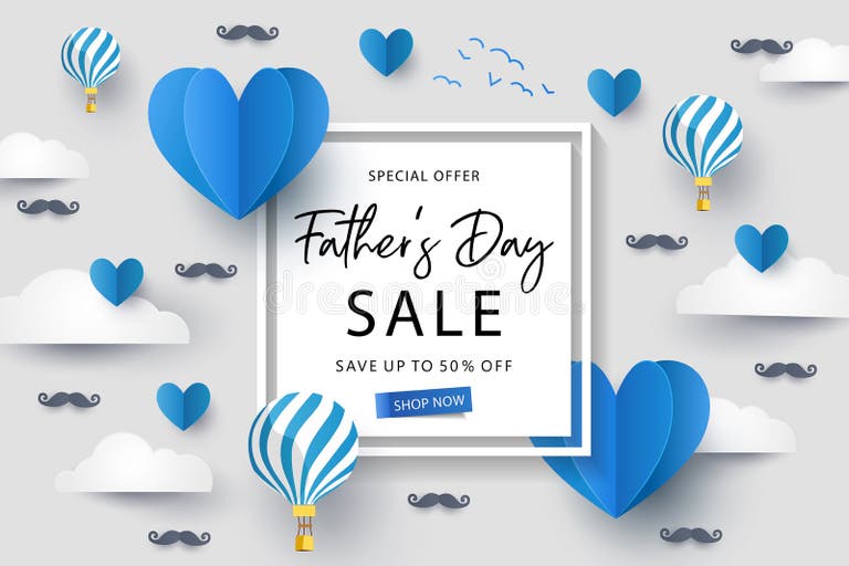 Happy Fathers Day Blue Heart Background Stock Illustrations 1 794