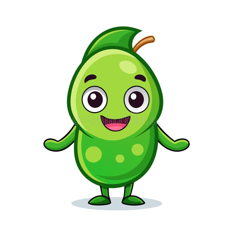 Happy Fava Bean Character with Unique Features Stock Vector ...