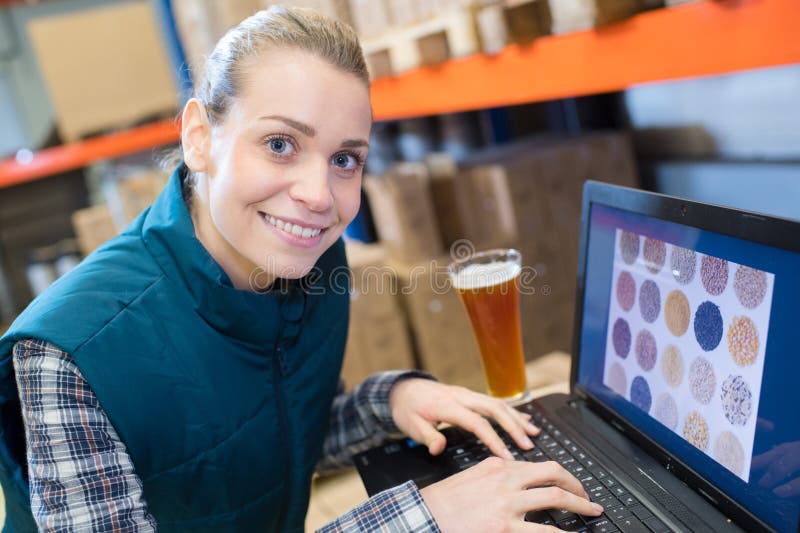 Happy Female Brewer Testing Beer at Brewery Stock Image - Image of ...